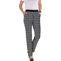 Damen Schlupfhose mit breitem Rundum-Dehnbund schwarz-wei&szlig;-kariert, Gr&ouml;&szlig;e 19
