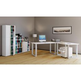 Vcm Eck-Schreibtisch "Lona" 160x160x50 U-Füße Weiß/Weiß