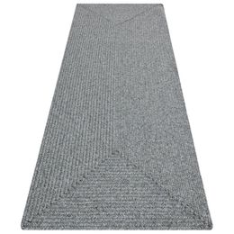 Läufer Trenzado, NORTHRUGS, rechteckig, Höhe: 10 mm, In- & Outdoor, Handmade-Look, Gewebt, Wetterfest, Balkon, Wohnzimmer, grau