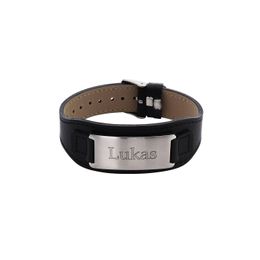 Firetti Armband Schmuck Geschenk, Lederarmband mit ID-Platte verstellbar, schwarz