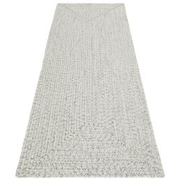 Läufer Trenzado, NORTHRUGS, rechteckig, Höhe: 10 mm, In- & Outdoor, Handmade-Look, Gewebt, Wetterfest, Balkon, Wohnzimmer, grau|weiß