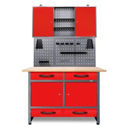 ONDIS24 Werkstatt Set Werner Plus 120 cm 1 Schrank rot