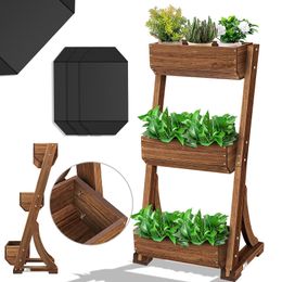 Kesser® Hochbeet mit Etagen Premium Blumenkasten Blumentreppe Pflanztreppe - Gemüsebeet Kräuterbeet Pflanzkübel Frühbeet Blumenbeet Pflanzkasten inkl. Gartenvlies- Beet für Terrasse Balkon & Garten