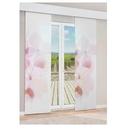 Lysel - Schiebegardine Blütensegment lichtdurchlässig in Floral in den Maßen 245 cm x 60 cm rosa/zartrosa