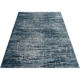 Teppich Home Affaire "Ariano" Teppiche Gr. B/L: 200 cm x 200 cm, 12 mm, 1 St., blau Esszimmerteppiche Vintage, dezenter Glanz, Hoch-Tief-Struktur, Schrumpf Carving-Effekt