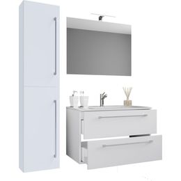 Vcm Waschplatz Badinos 80 cm Spiegel & Hochschrank 4-tlg. Weiß