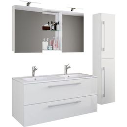 Vcm 4-tlg. Waschplatz Budasi Spiegelschrank mit Hochschrank Weiß
