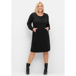 sheego Große Größen: Shirtkleid in schwerer Qualität, mit Raffung hinten, schwarz, Gr.40