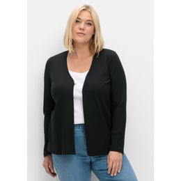 sheego Große Größen: Gerippte Shirtjacke mit 1-Knopf-Verschluss, schwarz, Gr.48/50