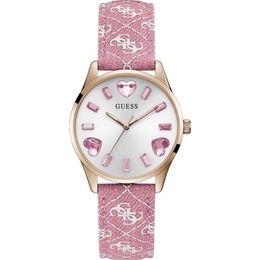 Quarzuhr Guess "CANDY HEARTS, GW0654L2" Armbanduhren rosa (rosa, silberfarben) Damen Quarzuhren