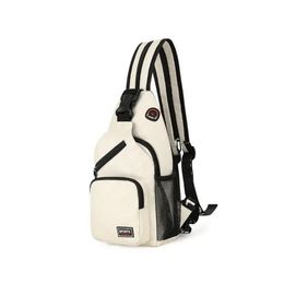 SHG Freizeitrucksack ☼ Rucksack Brustasche Crossbody Bag Umhängetasche Schultertasche (Farbe Creme)