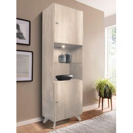 Casamia Highboard Vitrine Standvitrine Massivholz 65x209cm Varese Kernbuche massiv