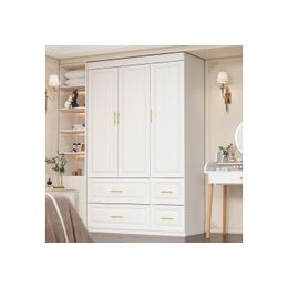 FUFU&GAGA Kleiderschrank Weiss mit 4 Schubladen 120 * 52.4 * 188.5CM