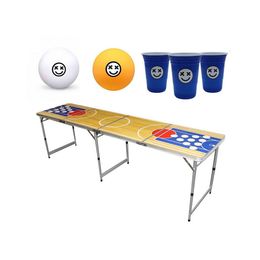 PerfectVibe Becher PerfectVibe Basketball Bier-Pong-Tisch + 25 PV Blaue Becher + 8 Bälle