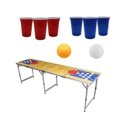 PerfectVibe Becher Basketball Bier-Pong-Tisch + 12 Blaue und 12 Rote Becher + 8 Bälle