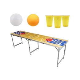 PerfectVibe Becher PerfectVibe Basketball Bier-Pong-Tisch + 25 Gelbe Becher + 8 Bälle