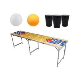 PerfectVibe Becher PerfectVibe Basketball Bier-Pong-Tisch + 25 Schwarze Becher + 8 Bälle