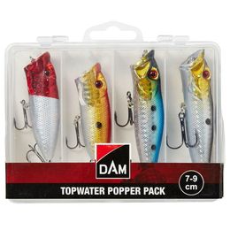 DAM Fishing Kunstköder Topwater Popper Pack Box 7-9cm 4 Oberflächenköder Topwaterbait