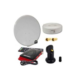 PremiumX Satelliten-Komplettanlage 60cm Single LNB 10m Sat-Kabel Sat-Receiver SAT-Antenne
