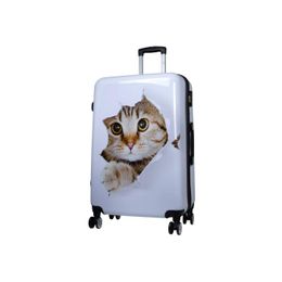 Trendyshop365 Hartschalen-Trolley Katze weiß