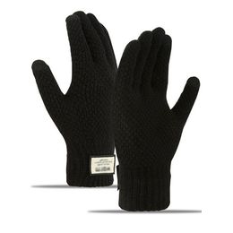 FIDDY Strickhandschuhe Verdickte warme und kalte Winter-Touchscreen-Strickhandschuhe