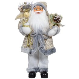 Christmas Paradise Weihnachtsmann Bjarne Dekofigur versch. Größen 45/60cm, weiß-gold-grau Weihnachtsdeko, 45 cm