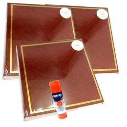 1A PHOTO PORST Fotoalbum 3 x Henzo Photoalbum Classic 30x30 cm (Bordeaux) + Klebestift