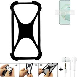 K-S-Trade Handyhülle für Huawei nova 10z, Handy-Hülle + headphones Schutz-Hülle Bumper Silikon Cover Case, schwarz