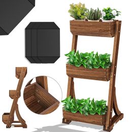 Kesser&reg; Hochbeet mit Etagen Premium Blumenkasten Blumentreppe Pflanztreppe - Gem&uuml;sebeet Kr&auml;uterbeet Pflanzk&uuml;bel Fr&uuml;hbeet Blumenbeet Pflanzkasten inkl. Gartenvlies- Beet f&uuml;r Terrasse Balkon & Garten