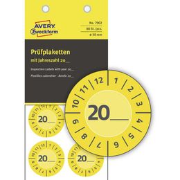 Avery - Zweckform 7902 Prüfplakette 20XX Gelb (ø) 30 mm 30 mm 80 St.