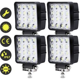 VINGO Led Arbeitsscheinwerfer 12v 4x 48W Scheinwerfer Traktor, Auto, led Strahler lkw, Offroad, pkw Zusatzscheinwerfer Rückfahrscheinwerfer Wasserdicht