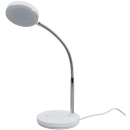 LINDBY - LED-Schreibtischlampe Milow, weiß, Metall, 35 cm hoch - weiß, chrom