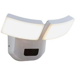 LINDBY LED-Außenwandlampe Nikias mit Sensor, 2-fl. - weiß (ral 9006)