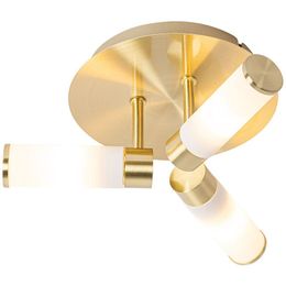 Qazqa Moderne Badezimmer-Deckenleuchte Messing 3-flammig IP44 - Bath - Gold/Messing