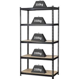 Toolcraft 1530556 Schwerlastregal 350 kg Metall, MDF Holzboden Anthrazit/Schwarz