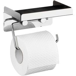 Wenko - Toilettenpapierhalter 2 in 1 Edelstahl, rostfrei, Silber glänzend, Edelstahl rostfrei glänzend - silber glänzend