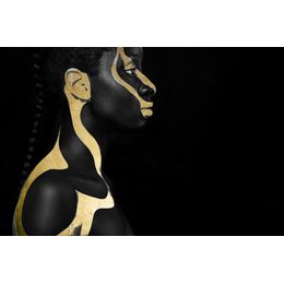 Acrylglasbild queence "Amun-Re" Bilder Gr. B/H: 150 cm x 100 cm, Acrylglasbild Frau Querformat, 1 St., goldfarben (schwarz, goldfarben) Acrylglasbilder