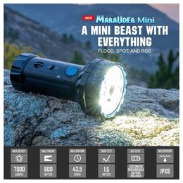 Olight LED Taschenlampe Marauder Mini LED Torch with Spotlight and Floodlight