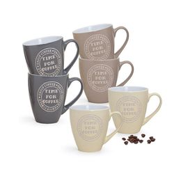 matches21 HOME & HOBBY matches21 HOME & HOBBY Tasse Grosse Kaffeetassen 6er Set einfarbig mit Spruch Coffee Time