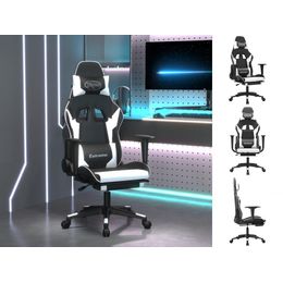 vidaXL Bürostuhl Gaming-Stuhl mit Fußstütze Schwarz und Weiß Kunstleder Home Office Ses