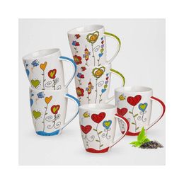 matches21 HOME & HOBBY matches21 HOME & HOBBY Tasse Kaffeetassen 6er Set Blumen Herzen Frühling Sommer