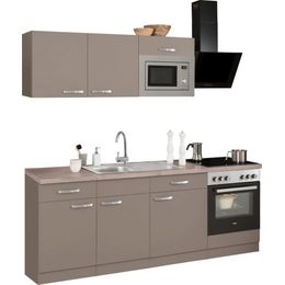Wiho-Küchen wiho Küchen Küchenzeile Kansas, mit E-Geräten, Breite 220 cm, braun