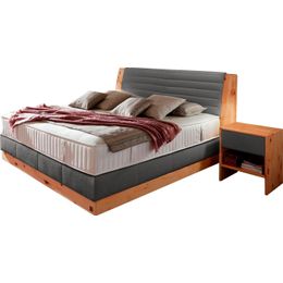 ADA premium Boxspringbett Chalet, Grand Comfort TF 1000 PM, Zirbenholz natur geölt, grau