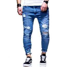 behype Slim-fit-Jeans Dino mit tollen Used-Elementen, blau