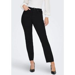 Only Straight-Jeans ONLEMILY HW STR CRP ANK RAW MAE034, schwarz