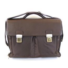 Dermata Businesstasche Dermata Aktentasche Tasche mit Laptopfach Nylon mit Leder braun 11034