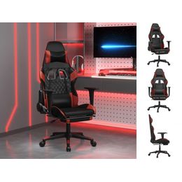 vidaXL Bürostuhl Gaming-Stuhl mit Fußstütze Schwarz und Weinrot Kunstleder Bürostuhl Ho