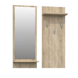 ibonto Wandgarderobe Garderobenpaneel mit Spiegel und Ablage
