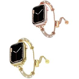 FIDDY Smartwatch-Armband Für Apple Watch 1-9 / SE Metall-Diamant-Glitzerarmband