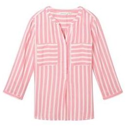 Tom Tailor Damen Gestreifte Bluse mit Taschen, rosa, Streifenmuster, Gr. 36
